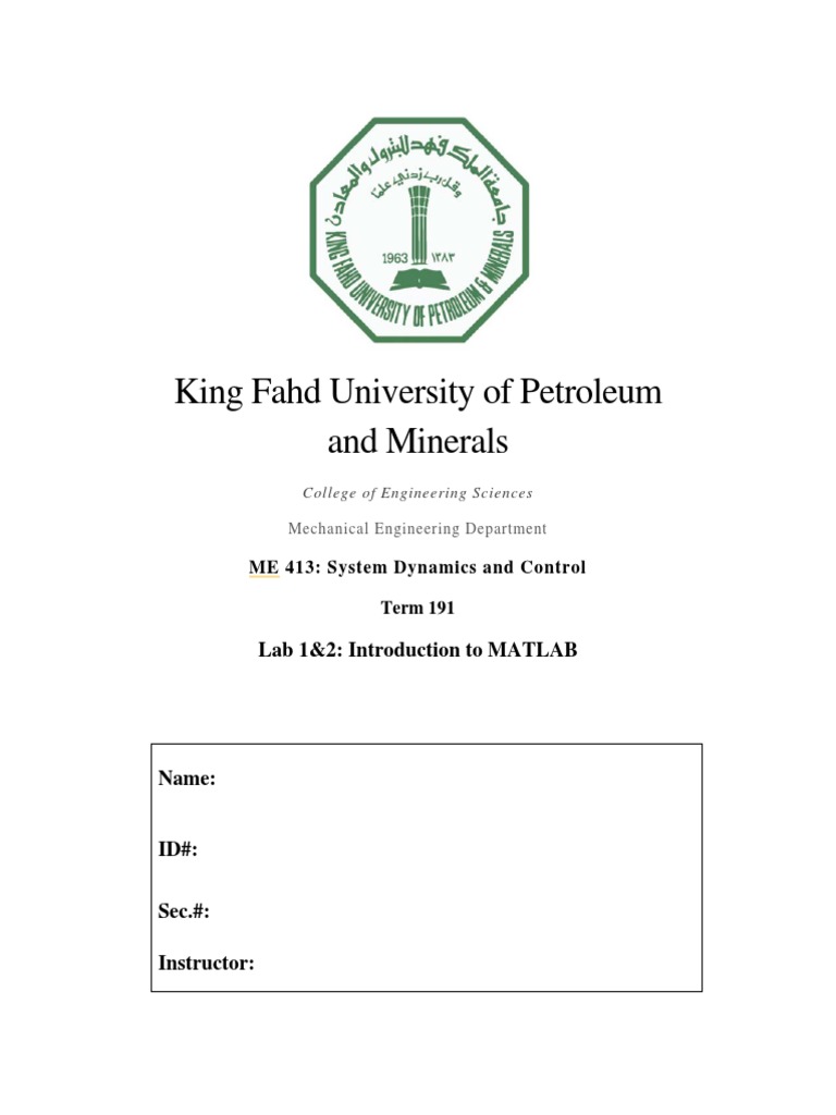 Lab1 ME413 | PDF | Matlab | Polynomial