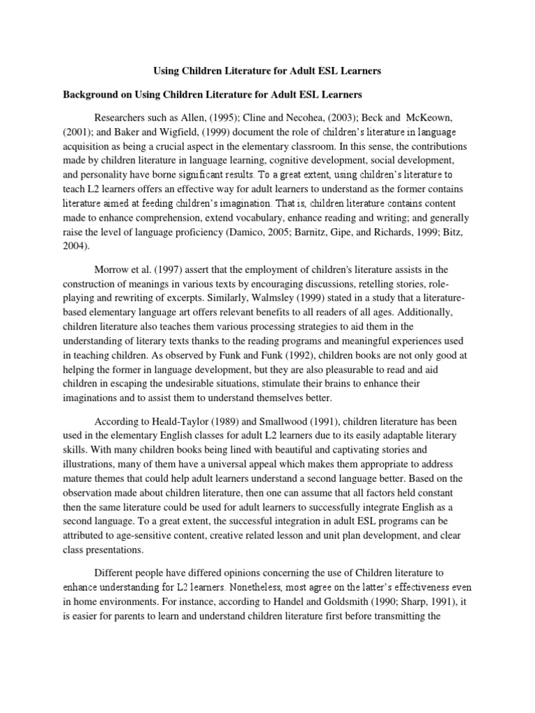 Using Children Literature For Adult ESL Learners | PDF | Second ...