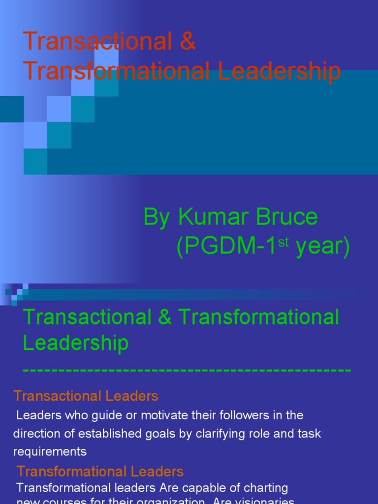 Transactional & Transformational Leadership | PDF | Control (Social And ...
