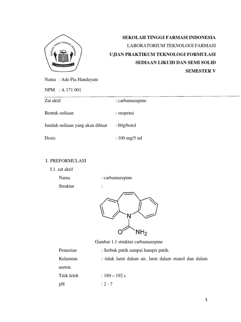 Formulasi Sirupus Simplex untuk Carbamazepine | PDF