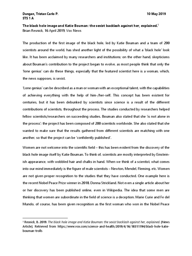 STS1 Assignment | PDF | Scientist | Nobel Prize