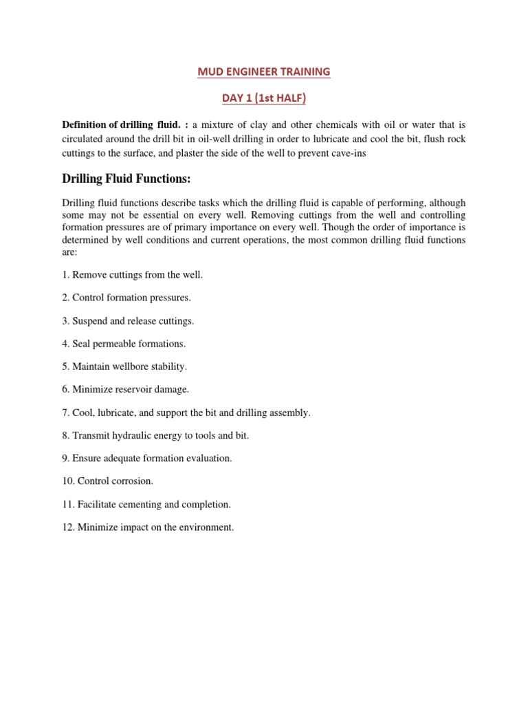 Mud Engineer Training | PDF | Oil Well | Chemistry