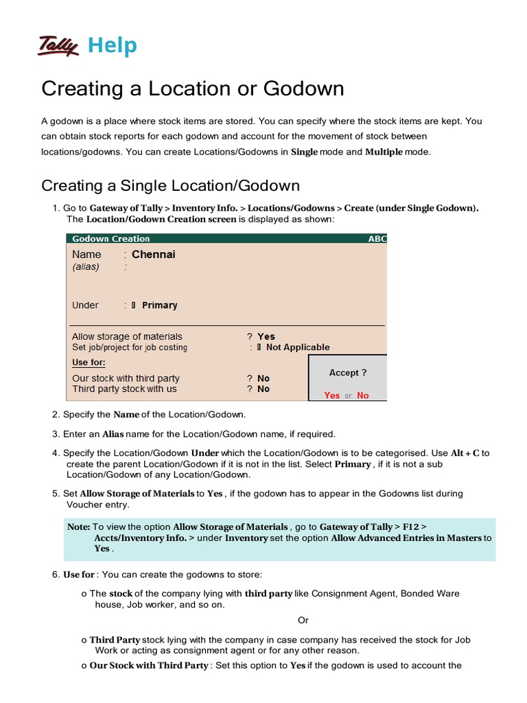 Creating A Location or Godown | PDF | Warehouse | Inventory