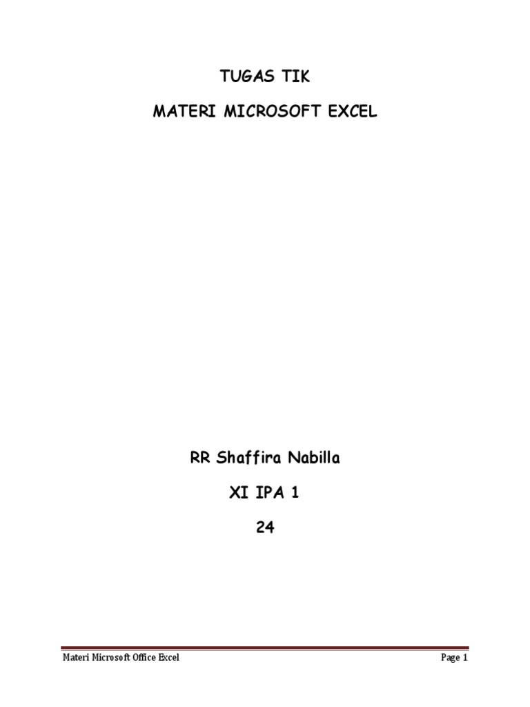 Tugas Tik Ms Excel | PDF