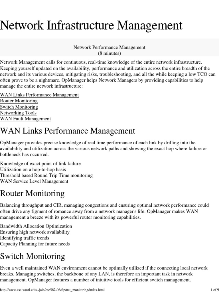 Network Infrastructure Management | Download Free PDF | Computer Network | Network Protocols