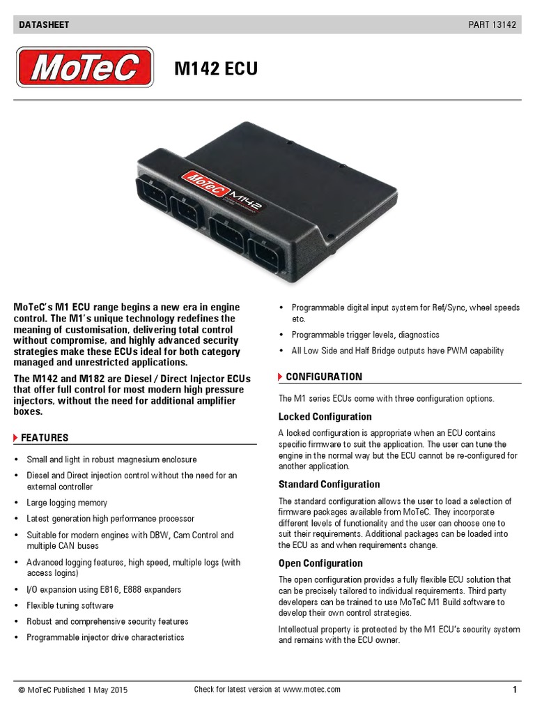 m142 Datasheet | PDF | Fuel Injection | Software