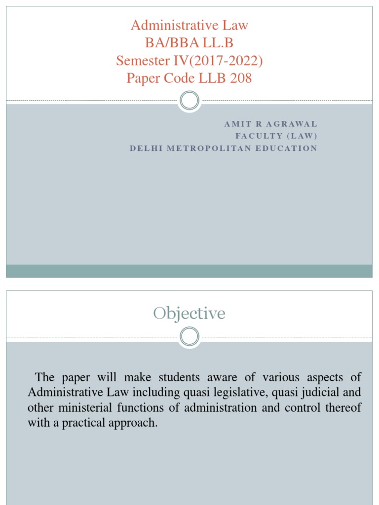Administrative Law PPT-1 | PDF | Separation Of Powers | Administrative Law