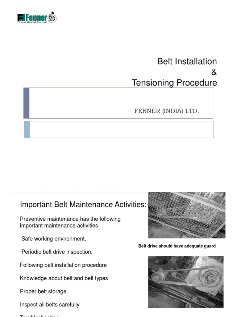 Belt Installation & Tensioning Procedure | PDF | Belt (Mechanical ...