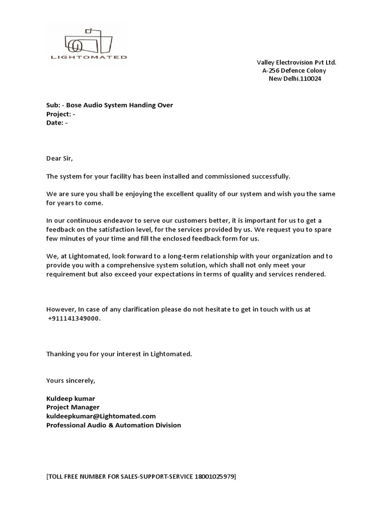 HANDOVER Format | PDF