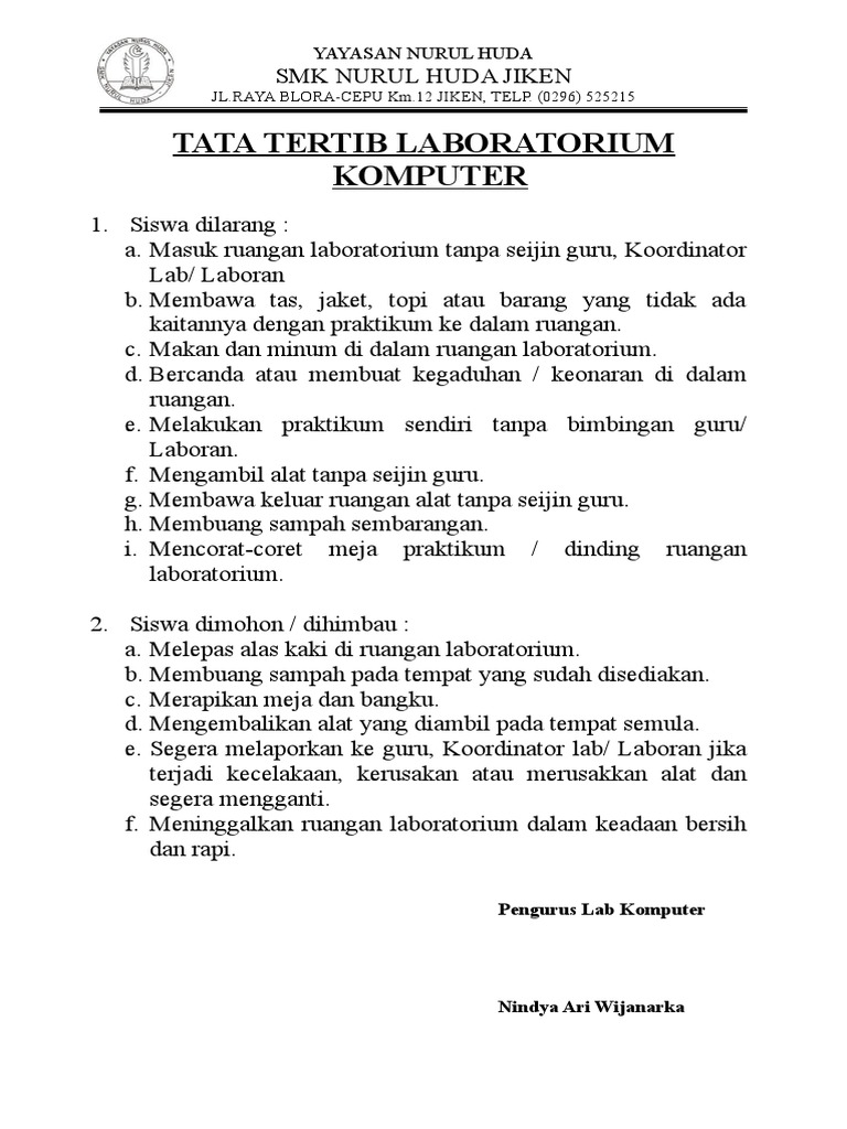Tata Tertib Lab Komputer | PDF
