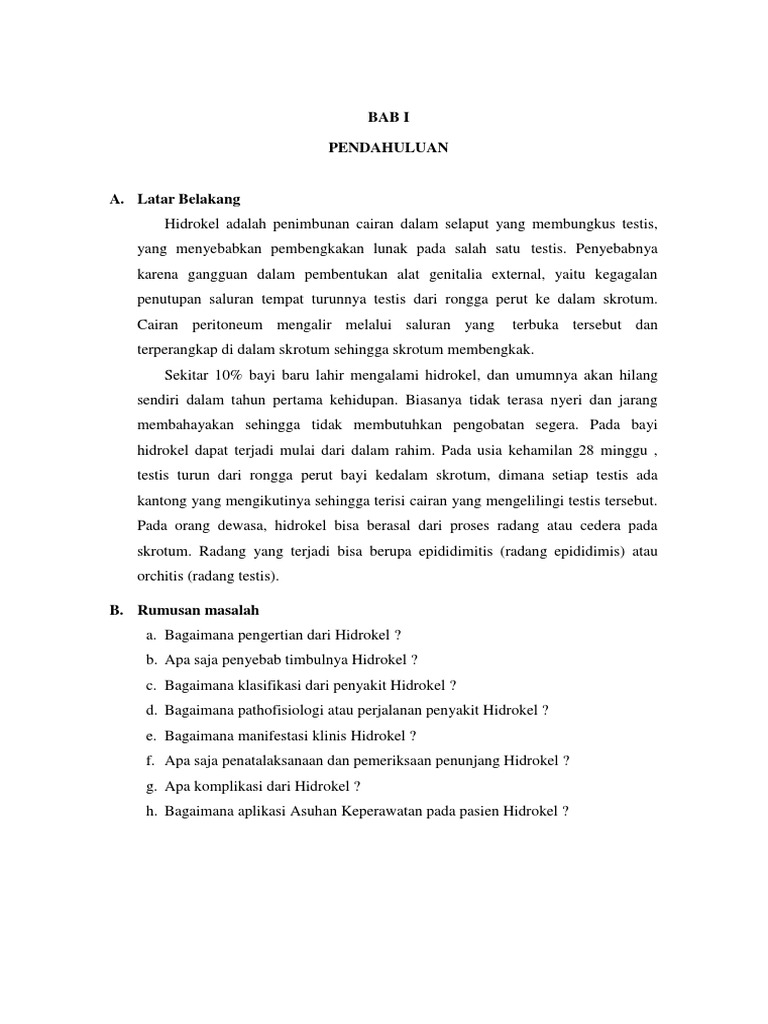 Asuhan Keperawatan Perioperatif Hidrokelektomy | PDF | Sains & Matematika