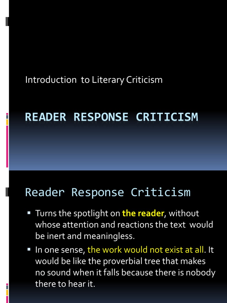 Reader Response Criticism Explained | PDF | Psychological Concepts ...