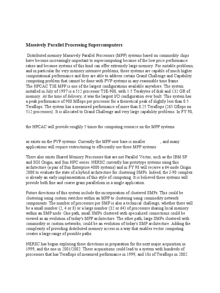Parallel Processing Supercomputers Pdf Parallel Computing Concurrent Computing