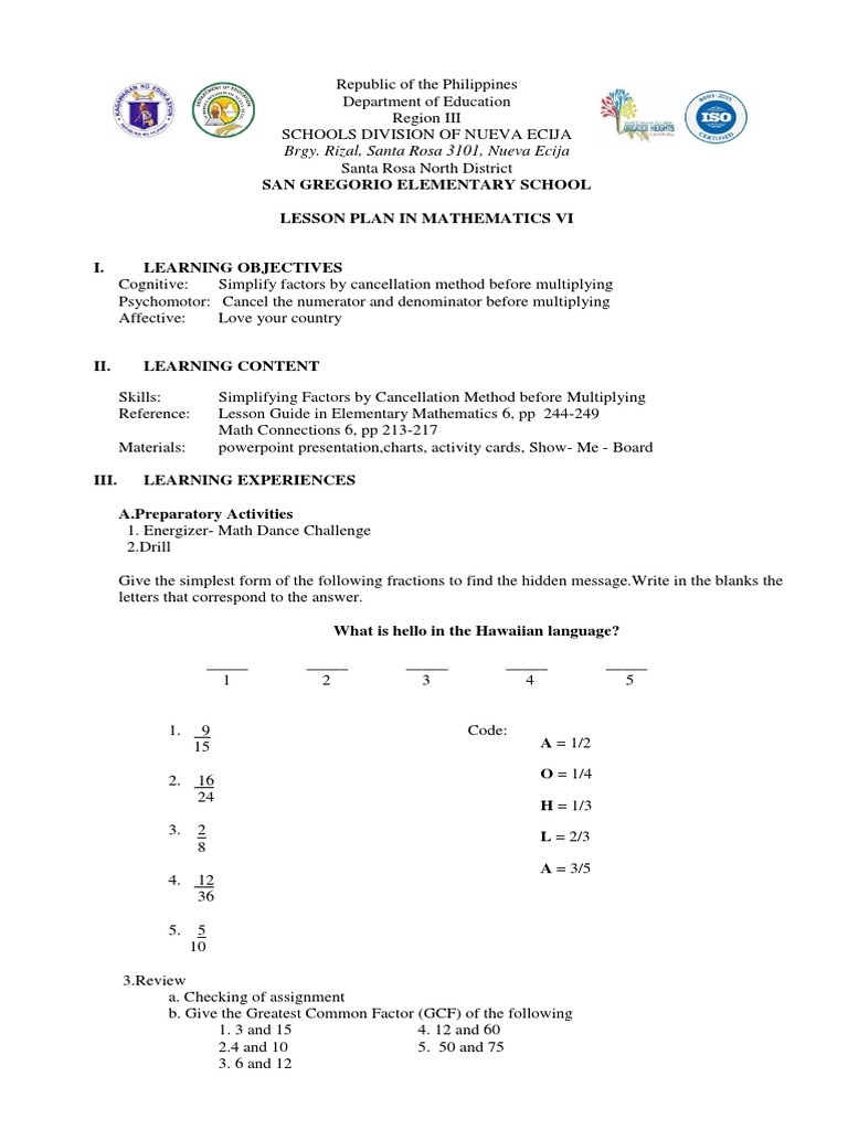 Lesson Plan For Cot | PDF | Volume | Mountains