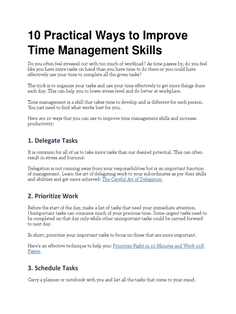 10 Ways Improve Time Management | PDF | Time Management | Professional ...