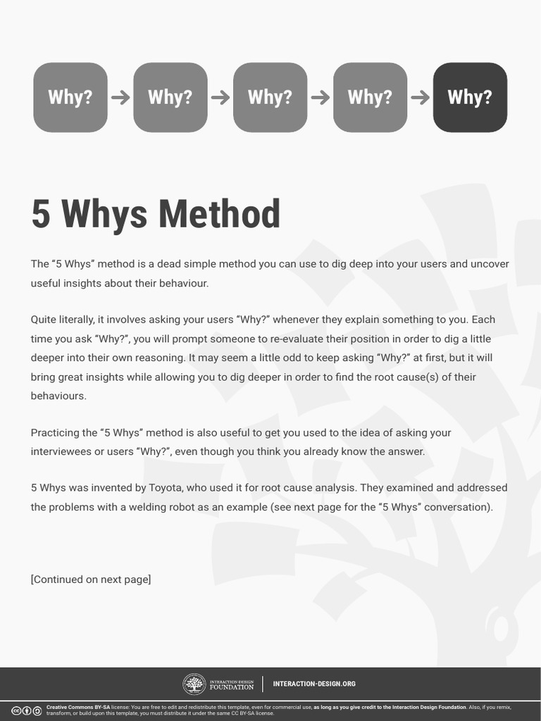 5 Whys Method PDF | PDF | Design Thinking | Creative Commons License