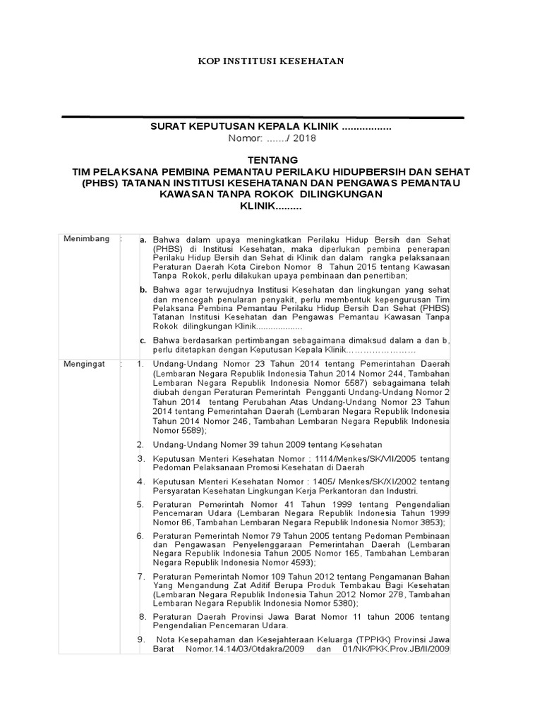 Tim PHBS dan Kawasan Tanpa Rokok | PDF