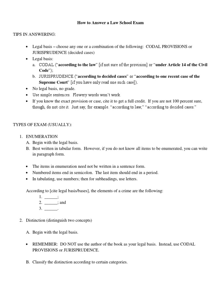 How To Answer A Law School Exam | PDF | Supreme Court Of The United ...