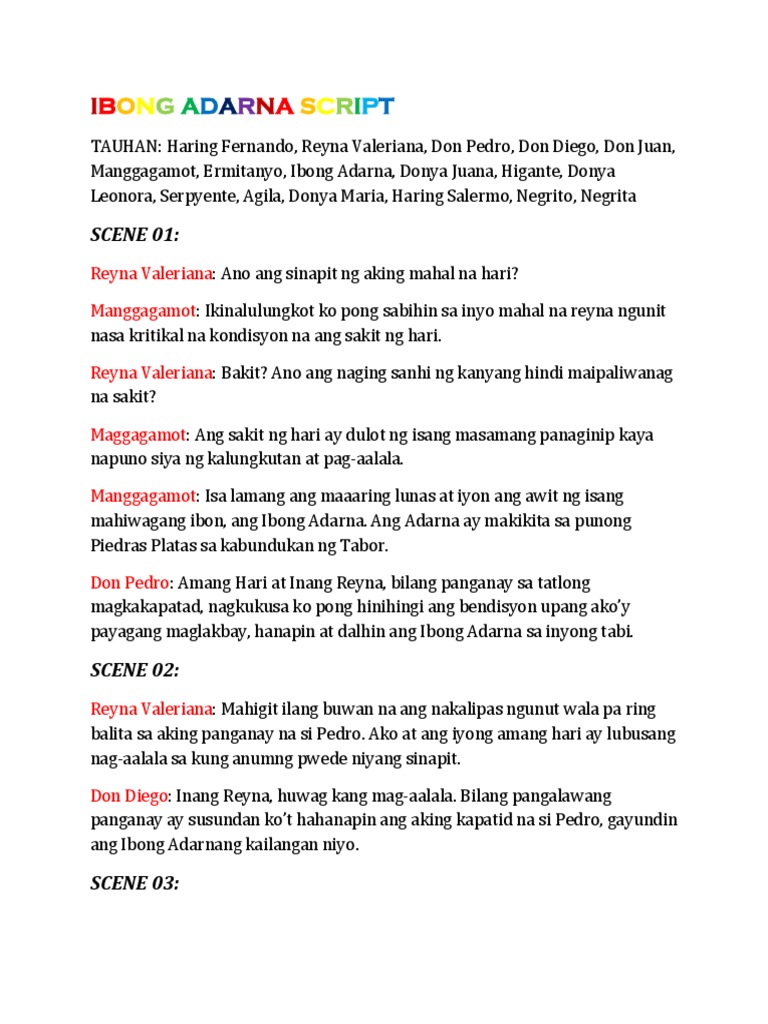 Ibong Adarna Script | PDF