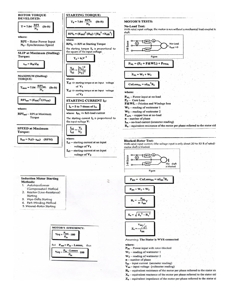 Induction Motor Performance Calculations | PDF