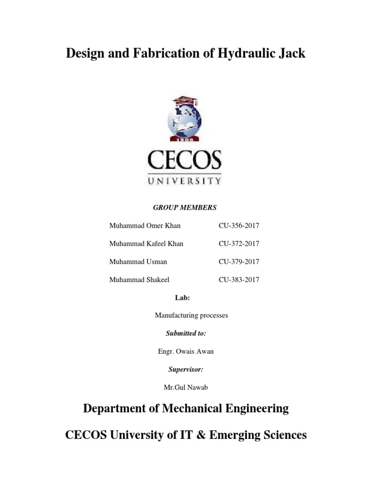 Hydraulic Jack Design and Fabrication | PDF | Machines | Mechanical ...