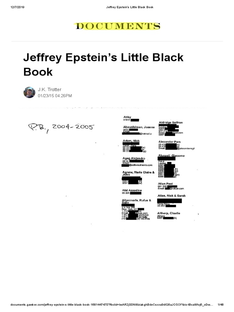 Jeffrey Epstein’s Little Black Book.pdf | Donald Trump | American Government
