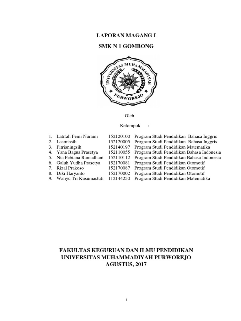 Bagian Cover Magang 1 SMK N 1 Gombong | PDF | Karier & Perkembangan