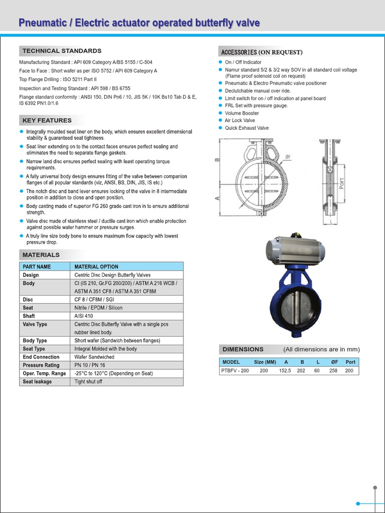 200 MM Butterfly Valve Catalog | PDF | Valve | Gas Technologies