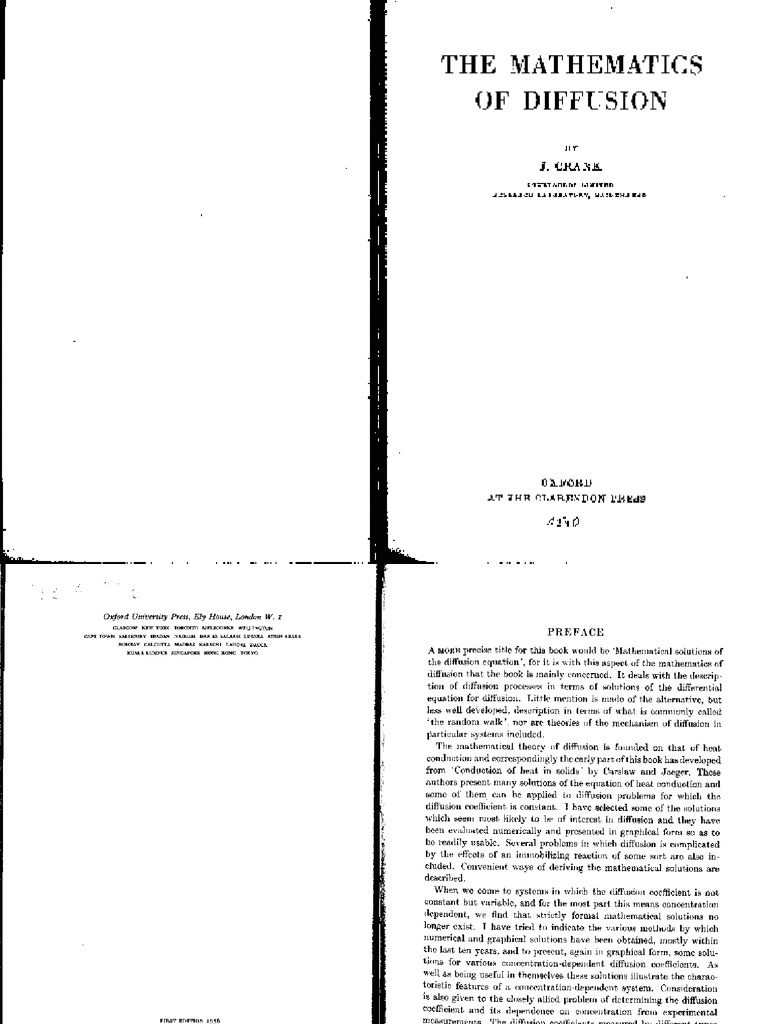 The Mathematics of Diffusion | PDF