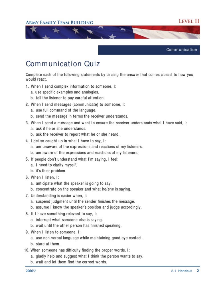 Communication Skills Quiz for Teams | PDF