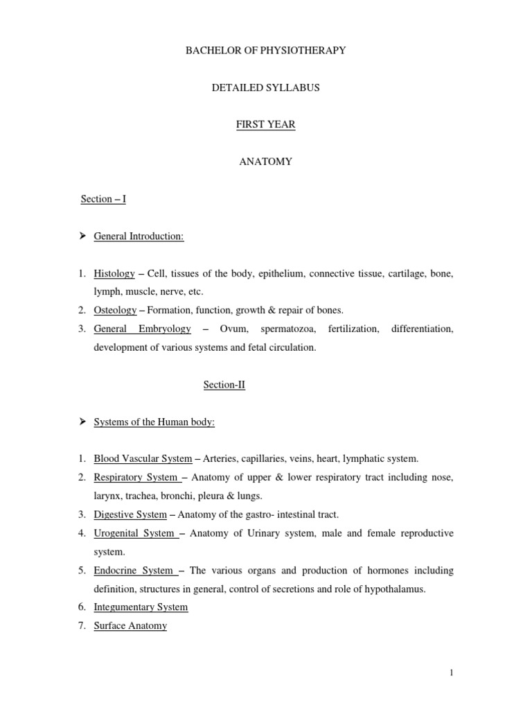 BPT Syllabus PDF | PDF | Immune System | Human Body