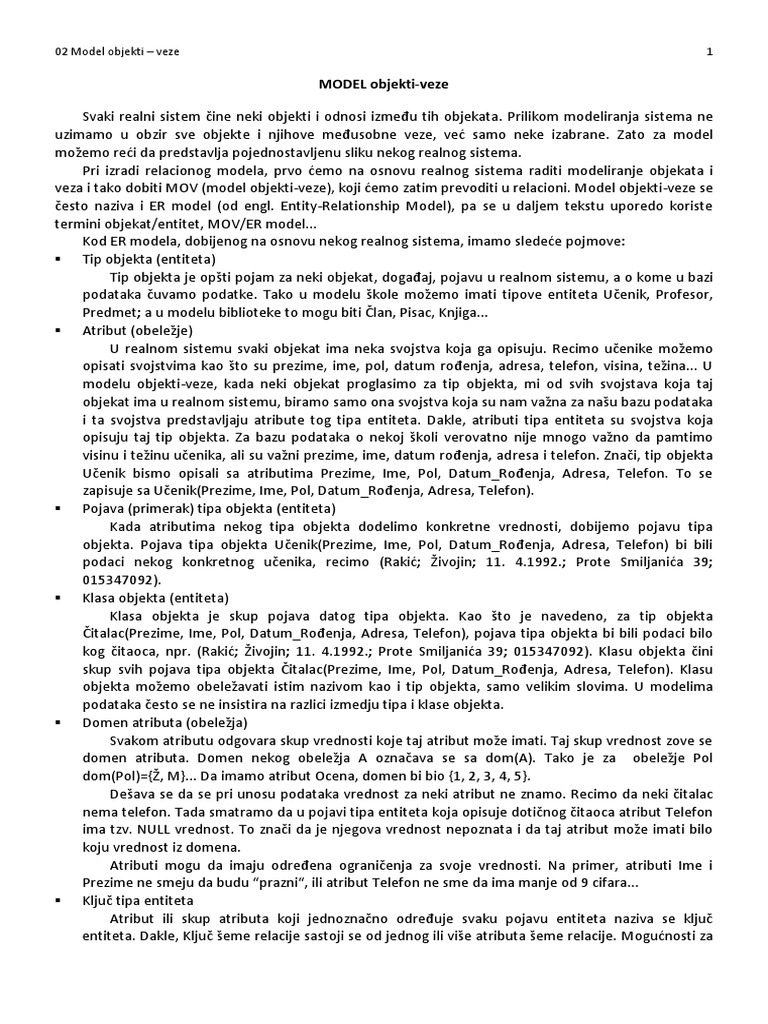 02 Model Objekti Veze | PDF