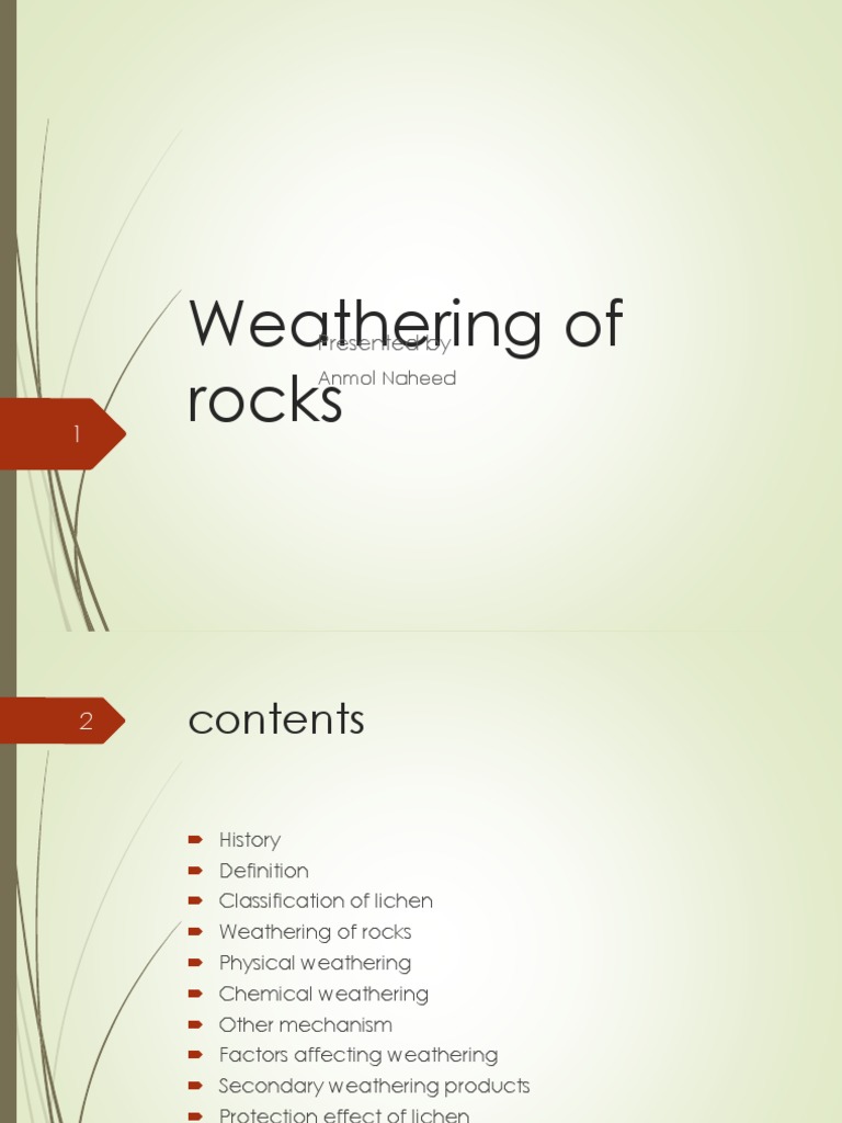 Weathering of Rocks by Lichen | PDF | Weathering | Minerals