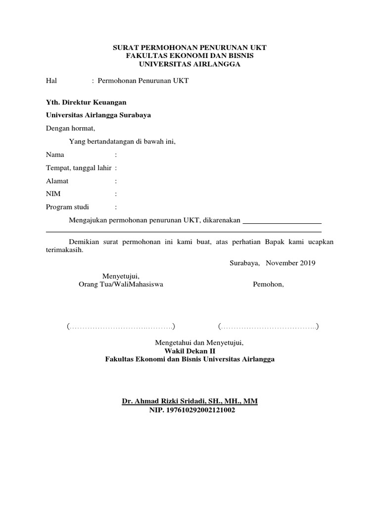 Surat Penurunan UKT | PDF