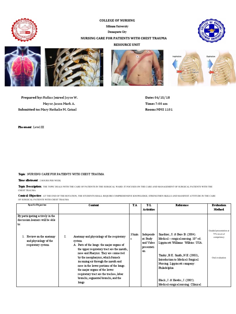 Resource Unit Chest Trauma | PDF | Thorax | Lung