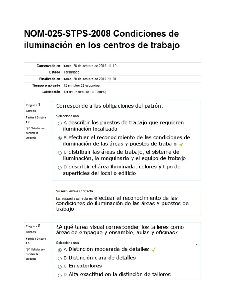 NOM-025-STPS-2008 Condiciones de iluminación | PDF