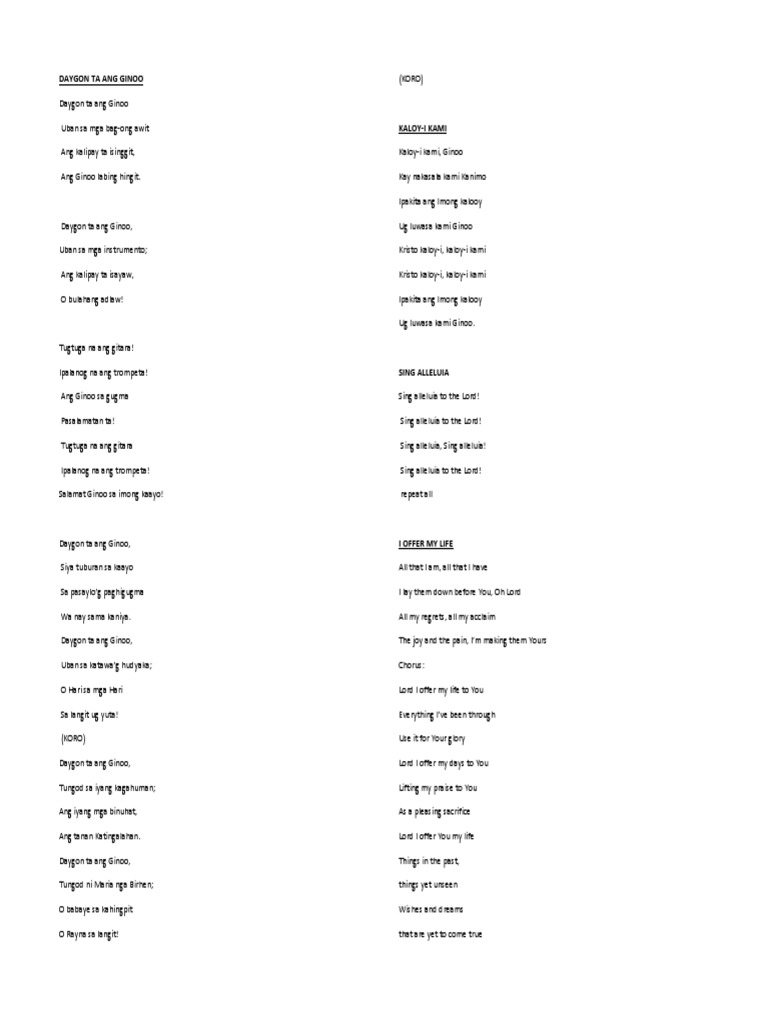 Daygon Ta Ang Ginoo | PDF | Lord's Prayer