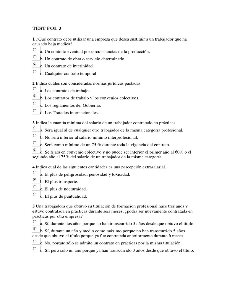 Test Fol 3 | PDF | Acuerdo colectivo | Salario