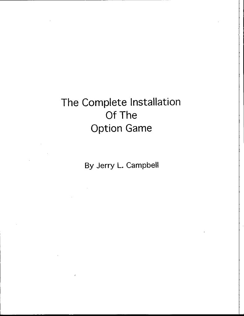 The Complete Installation of The Option Game - Campbell | PDF