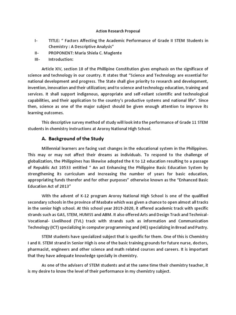 Action Research Proposal | PDF | Science, Technology, Engineering, And ...