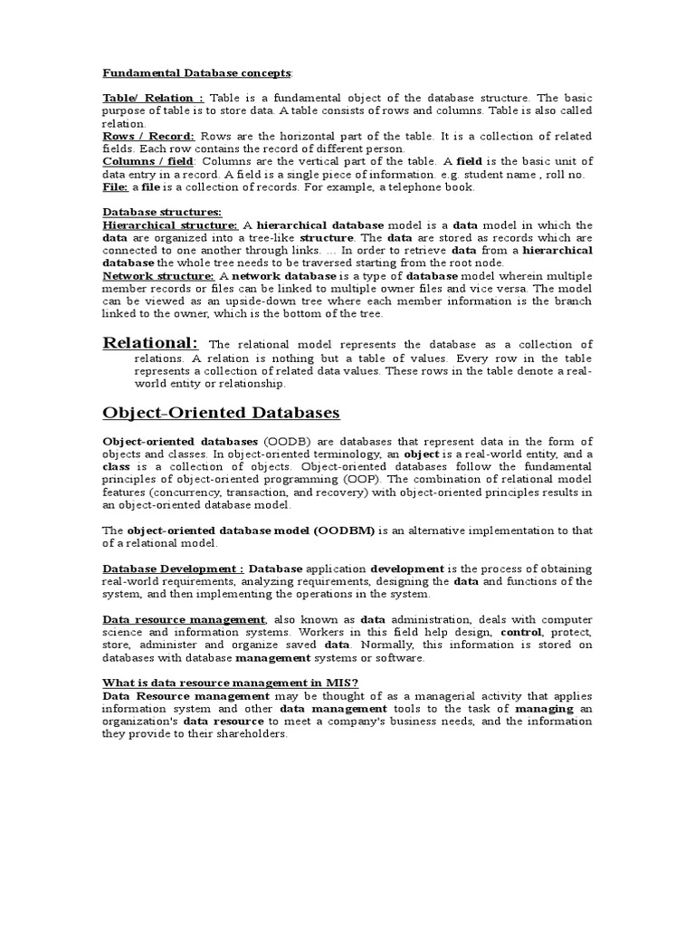 Fundamental Database Concepts | PDF | Object Oriented Programming ... Fundamental Database Concepts | PDF | Object Oriented Programming ...