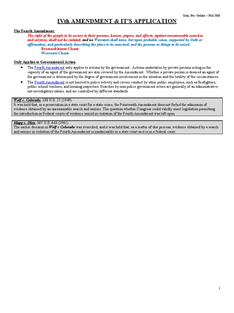 Criminal Procedure Outline | PDF | Search And Seizure | Fourth ...