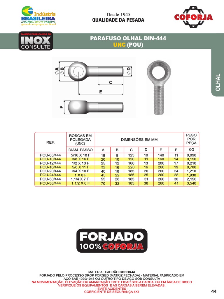 Parafuso Olhal DIN 444 | PDF | Parafuso | Materiais de construção