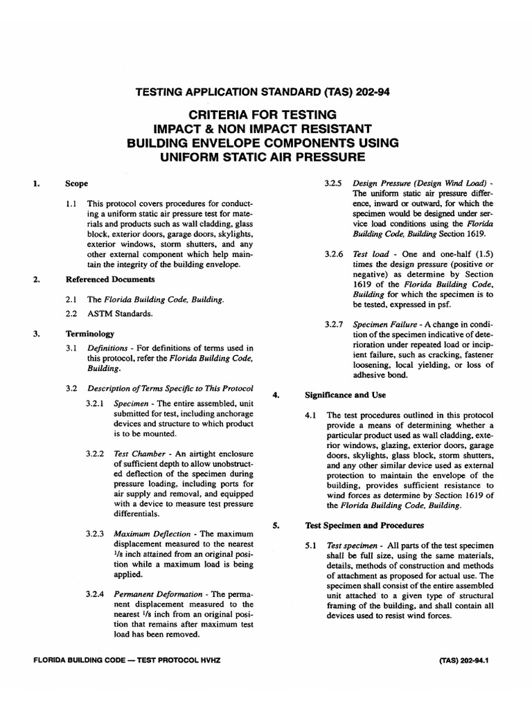 Testing Building Envelope Components for Wind Resistance | PDF ...