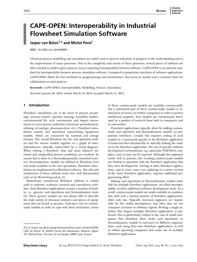 CAPE-OPEN.. Interoperability in Industrial Flowsheet Simulation ...