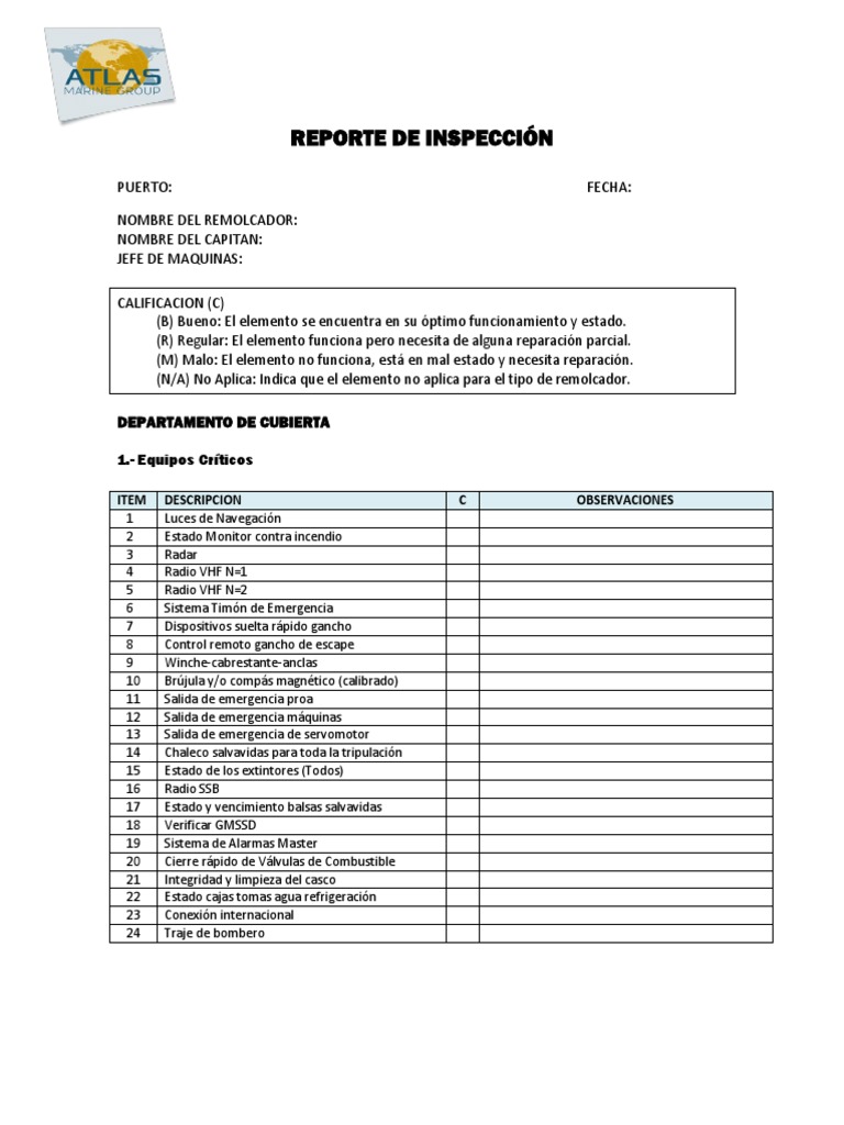 Informe de Inspección de Remolcadores | PDF | Transporte de agua | Bomba