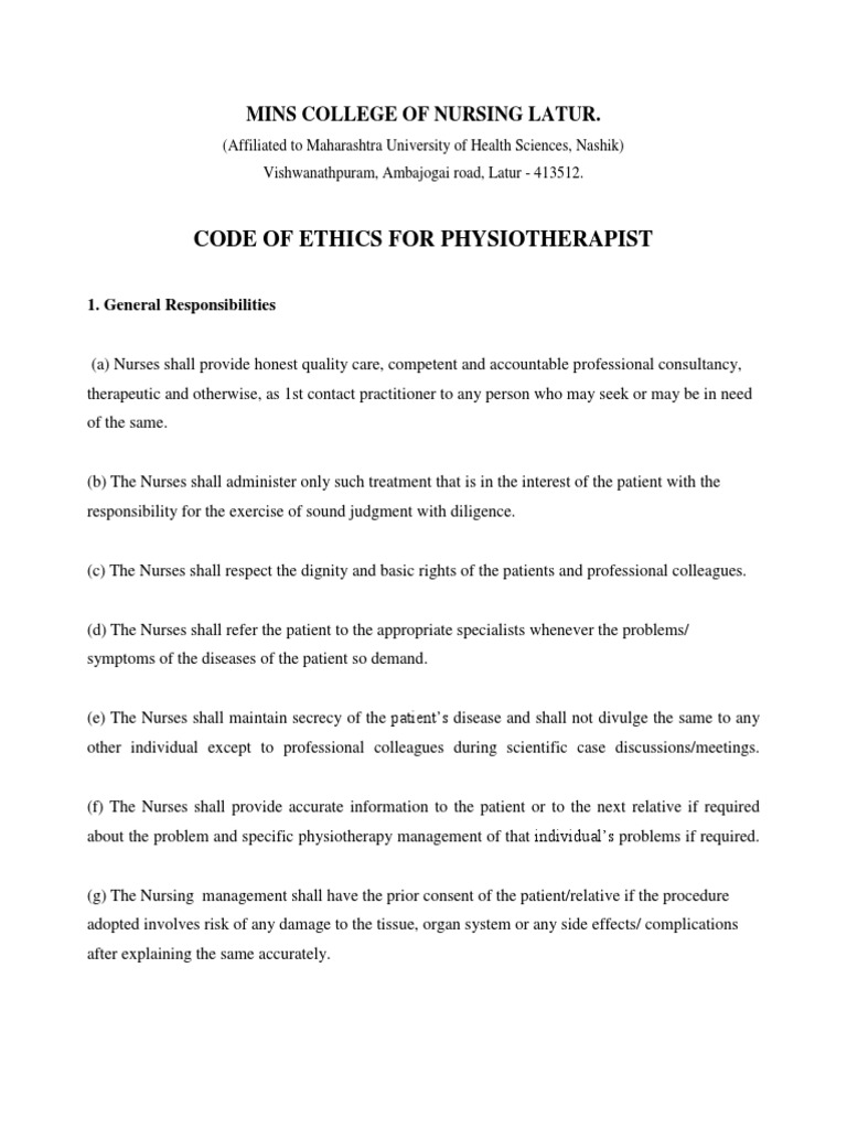Code of Ethics IAP | PDF | Nursing | Physical Therapy