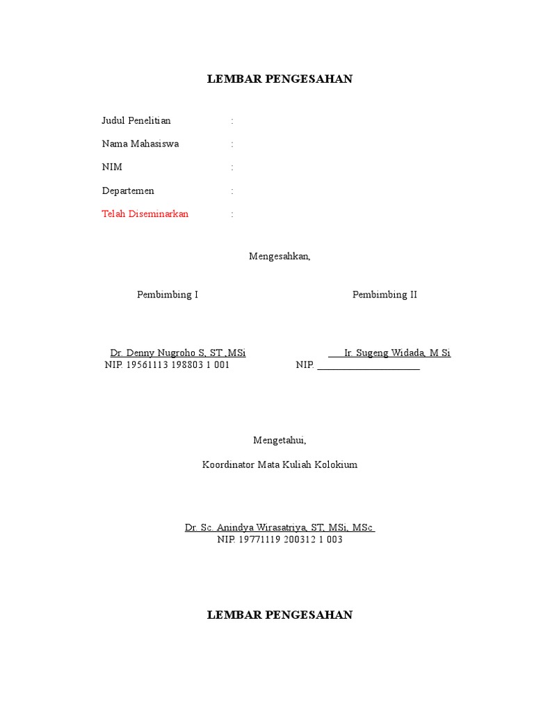 Lembar Pengesahan Dan Surat Undangan Sempro | PDF