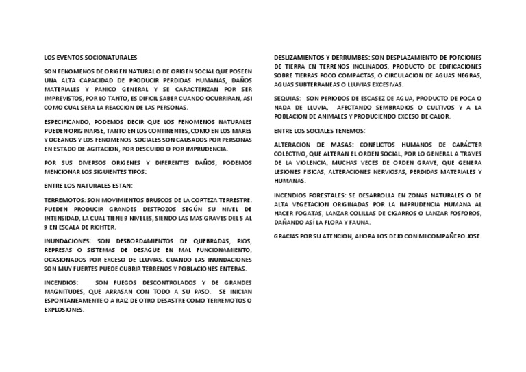 Que Son Eventos Socionaturales | PDF | Temblores | Desastres naturales