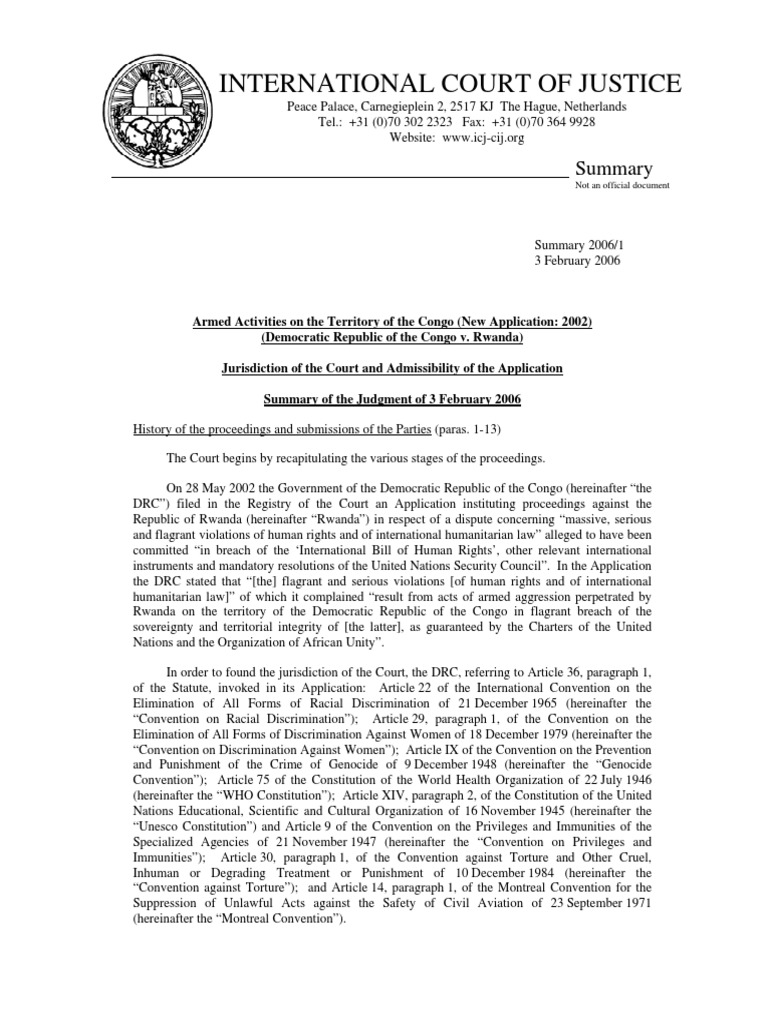 Congo Vs Rwanda PIL | PDF | Treaty | International Law